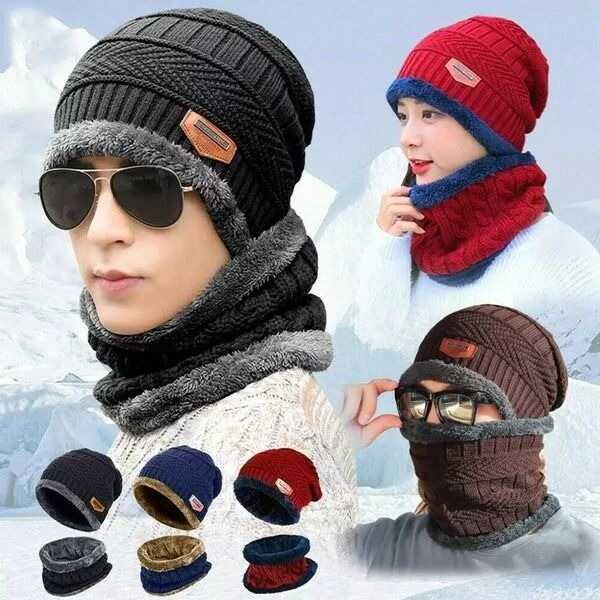 Beanie Cap-Wool Cap| | Winter Woolen Cap with Neck Warmer Full Set ...