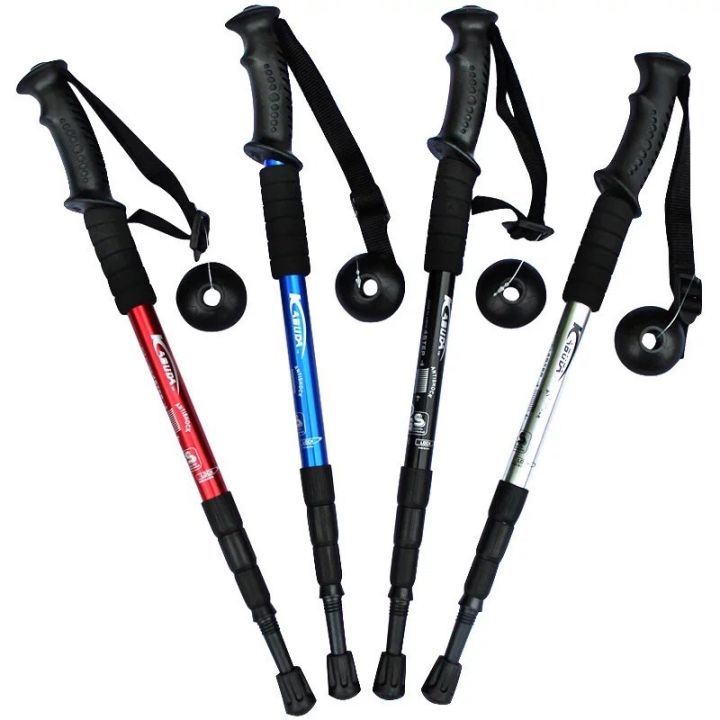 Straight and Curve Handle Hiking / Camping 4 Section Trekking Pole ...