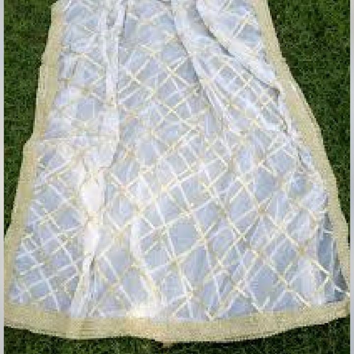 Net Dupatta Gota work with 4 side kiran White | Daraz.pk