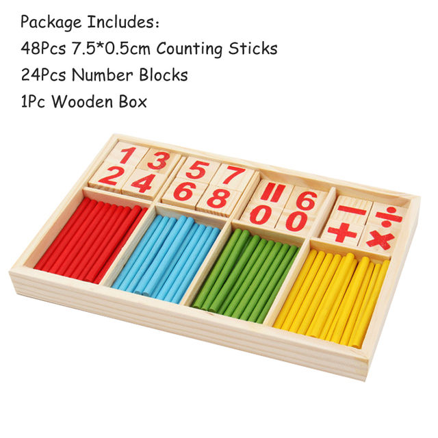 Colorful Bamboo Counting Sticks Clock Toy Mathematics Montessori ...