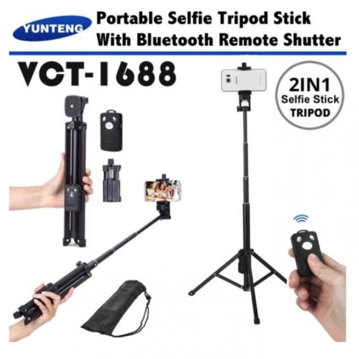 YUNTENG VCT-1688 STAND 2 IN 1 HAND TRIPOD With Bluetooth remote | Daraz.pk