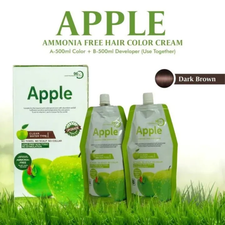 Apple Hair Color Cream Dark Brown Chemical free Original Gray Coverage ...
