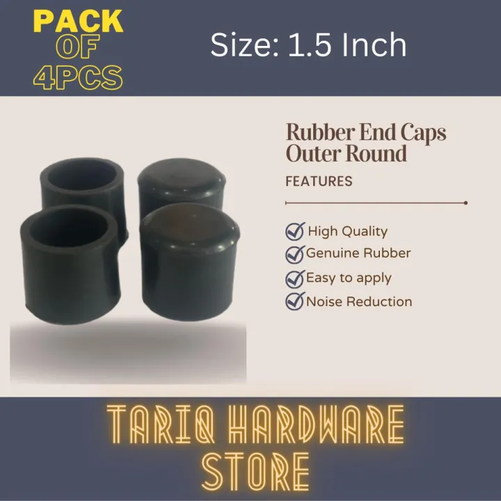 Pack Of 4 Pcs 1.5 Inch Rubber (Boot) End Caps Outer Round High Quality ...