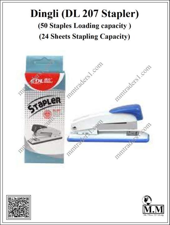 (Pack of 12 Pcs)_Dingli _(DL 207 Stapler) (24/6 , 26/6) (24 Sheets ...