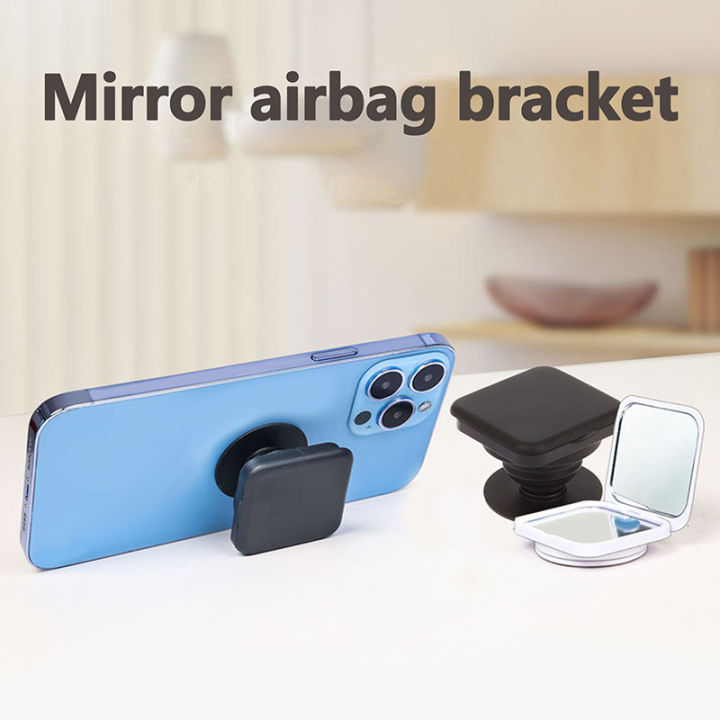 Double-Sided Makeup Mirror Phone Holder Fold Grip Air Sac Ring Mobile ...