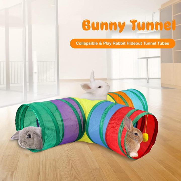 Bunny Tunnels & Tubes Collapsible 3 Way for Dwarf Rabbits Bunny Kitty ...