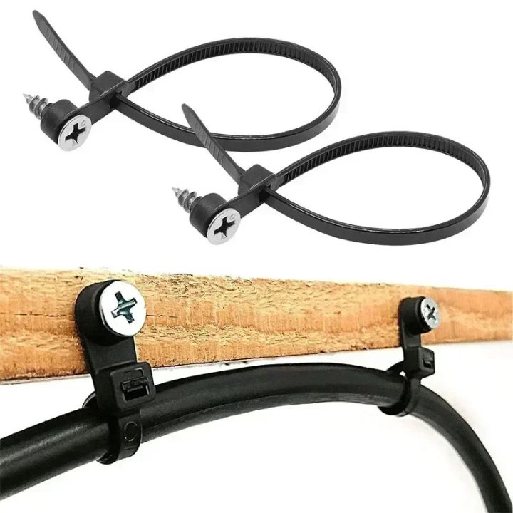 100 Pieces Screw Hole Cable Ties Reusable Fixed Nylon Cable Ties Self-locking Cord Ties Straps ...