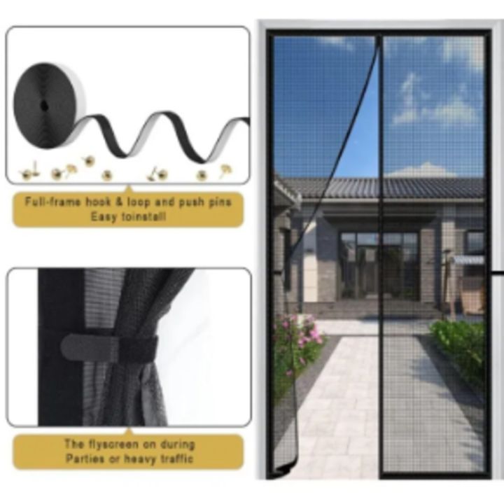 Hands-Free Retractable Magnetic Door Mesh Screen Curtain, Magic Mesh ...