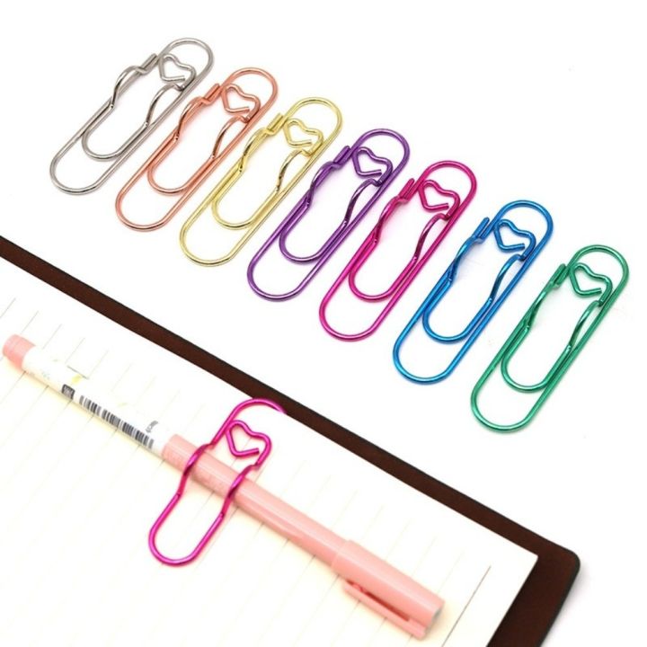 Multi-functional Love Model Paper Clips Metal Heart Shape Pen Holder ...