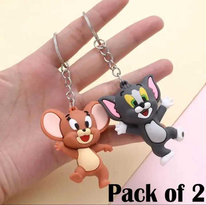 1-Pair Cute Tom & Jerry Keychain Tomcat Keychain Cartoon Pendant | Daraz.pk
