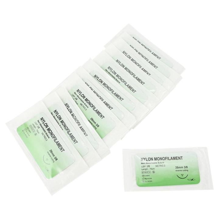 24 Pcs Needle Suture Nylon Monofilament Thread Suture Practice Kit 2/0 ...
