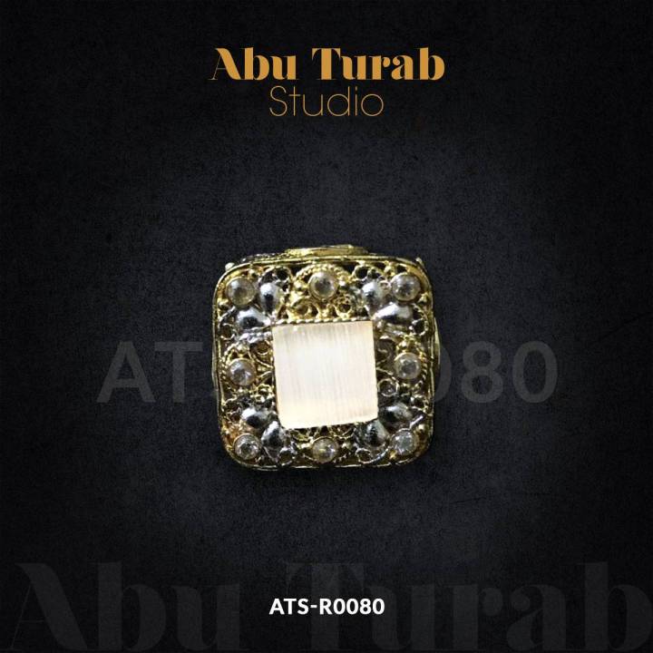 Abu Turab Studio - Big Square Hip Hop Net Ring With Big Rose Gold Stone | Daraz.pk