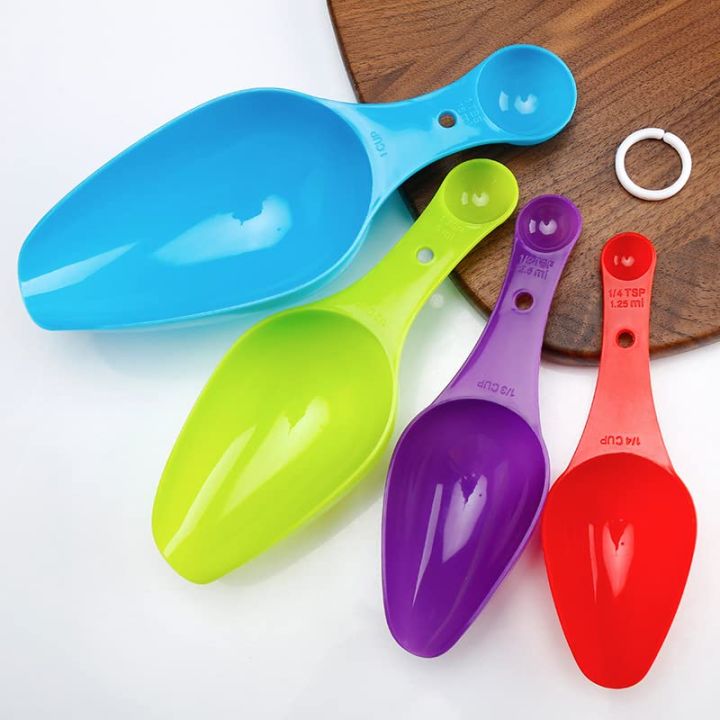 4 in 1 Ice Scoop Set, Multi Purpose Plastic Kitchen Scoops Canisters ...