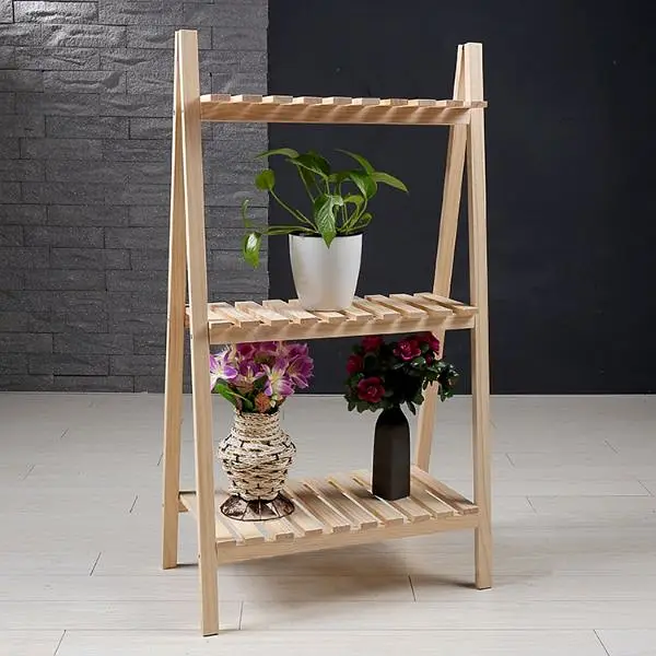 Ladder Plant Stand, 2-3 Tier Foldable Flower Pot Display Shelf for ...