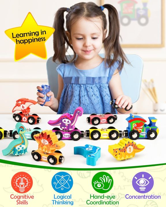 Wooden Mini Magnetic Train Set Children Early Education Magnetic Wooden ...