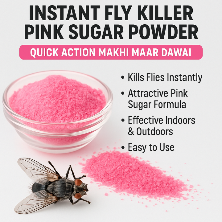 Instant Fly Killer Pink Sugar Powder 500g – Quick Action Makhi Maar ...