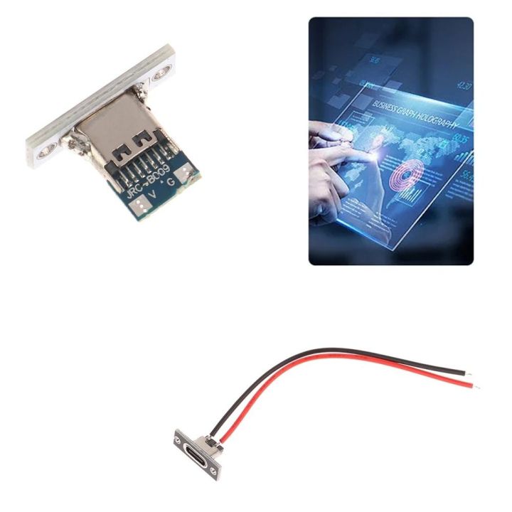 Charging Data Port Type-C USB Jack 2P 2Pin Female Connector Jack Strip ...