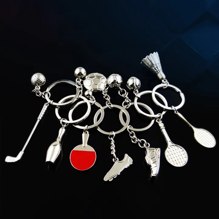 Metal Badminton Keychain Simulation 3D Badminton Pendant Gymnasium ...