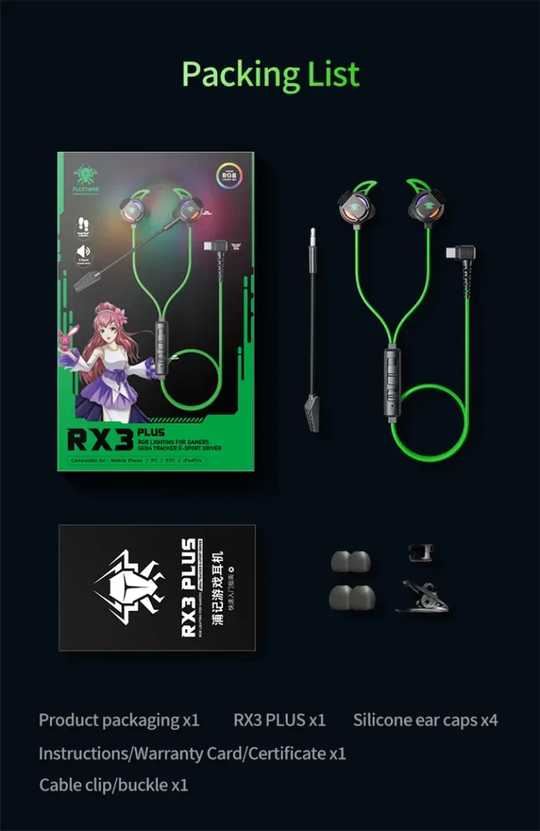 Plextone RX3 PLUS Type-C Interface In-ear Wired Game Earphones ...