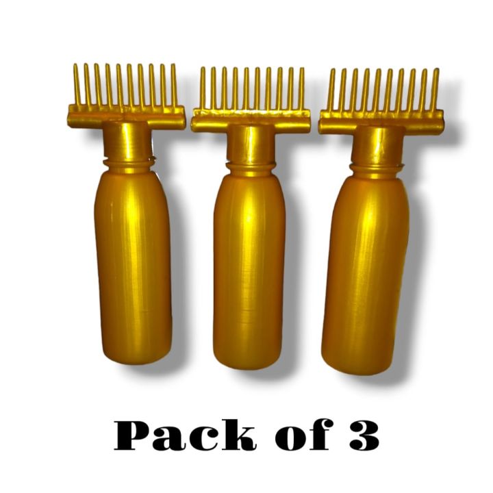 Pack of 3 Hair Oil Comb Bottle Empty for Oiling Scalp Treatment Root ...