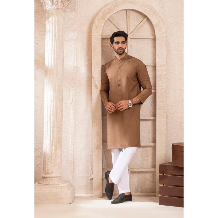 Califord Brown Motif Kurta For Men | Daraz.pk