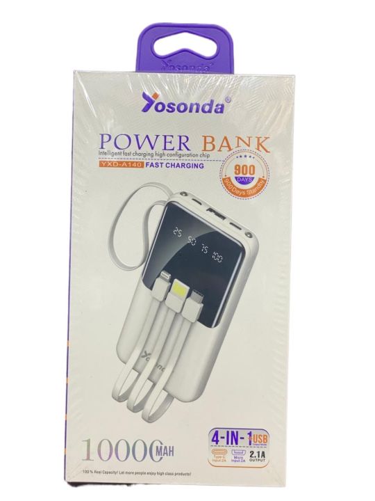 Yosonda White Color Power Bank, 10000 mAh 4 IN 1 USB | Daraz.pk