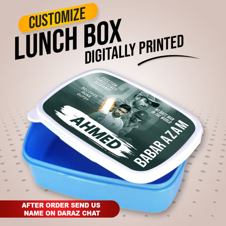 Customized Lunch Box Babar Azam with your Name | Best For School ...