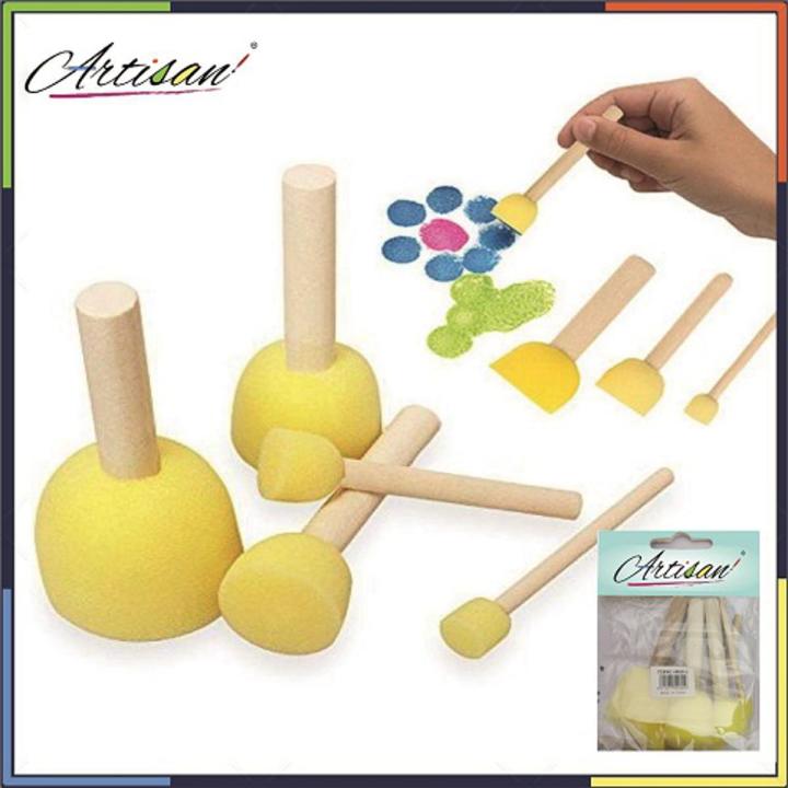 Artisan - 5 pcs Sponge Drawing Stamp DIY Foam Sponge Paint Brush Set Stencil Brush Value Pack of ...