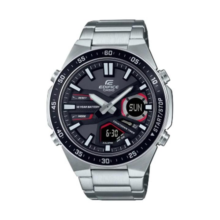 Casio Edifice Mens Stainless Steel Analog+Digital World Time Stop watch ...