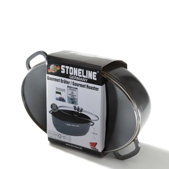 STONELINE Gourmet Roaster 39 × 26 cm with Aroma Glass Lid – German ...
