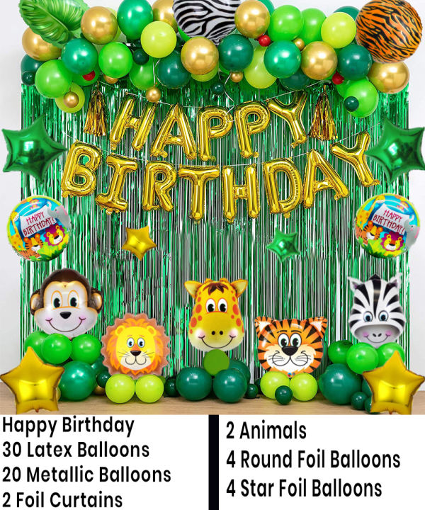 Zoo Jungle Animal Happy Birthday Decoration Theme set happy birthday ...