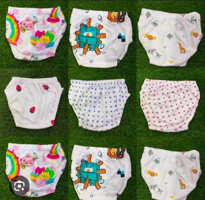 Pack of 12 kids chaddi diaper cover panties with elastic waist in white ...
