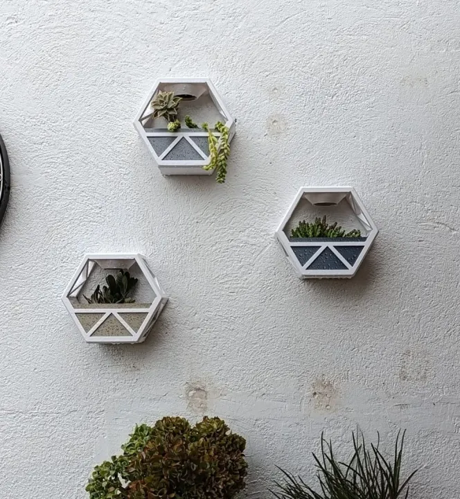 Hexagonal Wall Planter – Modern Geometric Wall-Mounted Plant Pot ...
