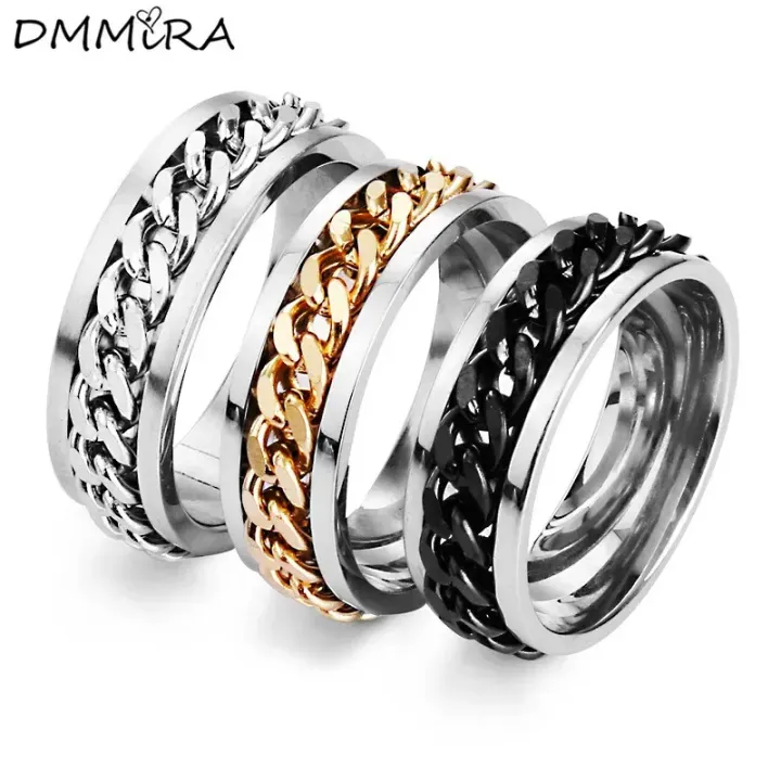 Eldorado Black Stainless Steel Chain Spinner Ring for Men Chain Spinner ...
