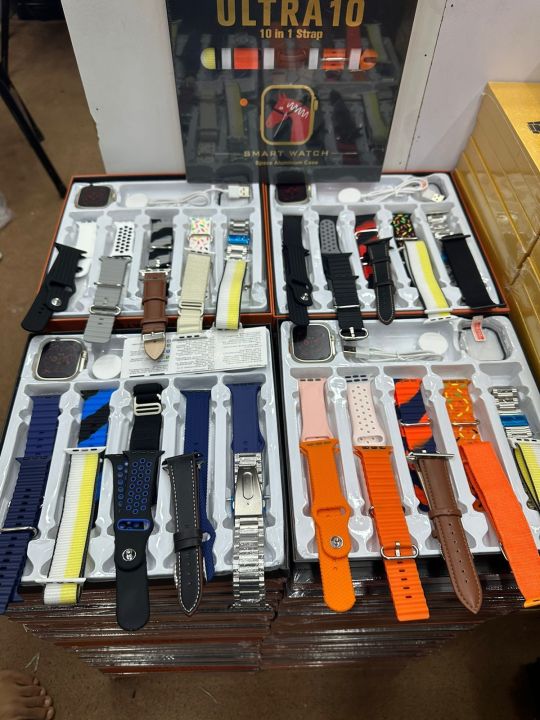 Ultra 10 smart watch 10 in 1 straps Full Touch Screen Bluetooth Call ...