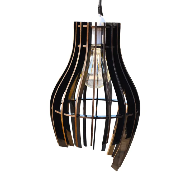 Wooden Diagonal Ceiling Lamp Living Room Pendant Hanging Light, Laser ...