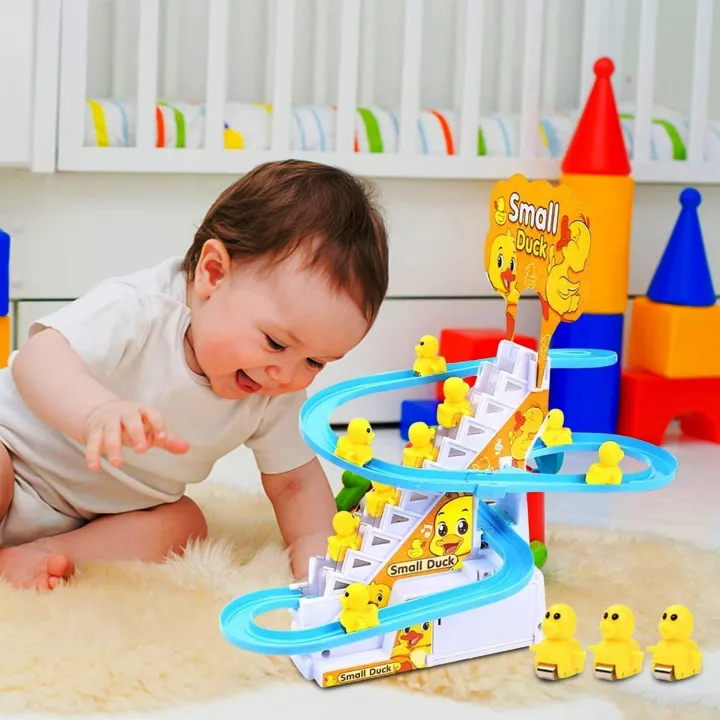 Duck Slide Toy Set, Funny Automatic Stair-Climbing Ducklings Cartoon ...