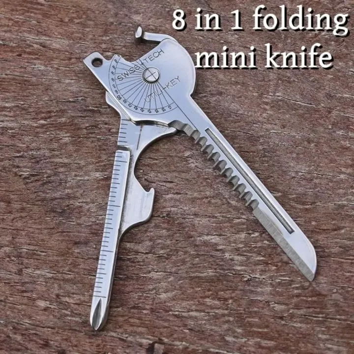 Utility Portable Multi-Tool Keychain 8-in-1 Stainless Steel Survival ...