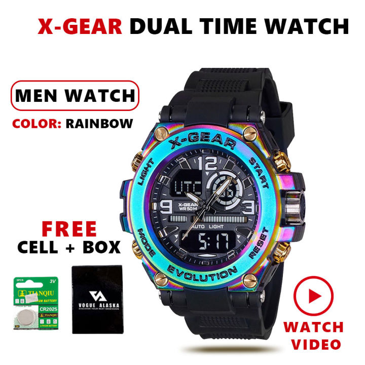 X-Gear 985 Series Dual Time Sports Watch Stainless Steel Dial ...