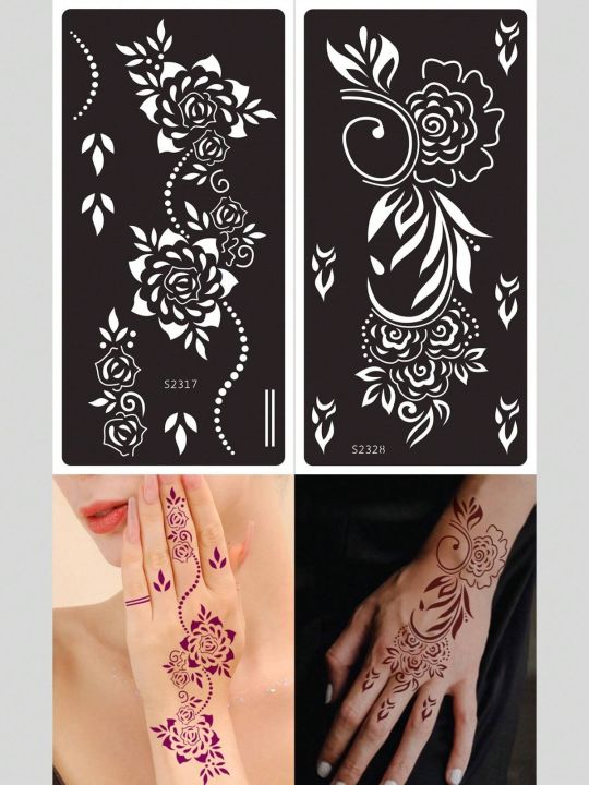 2 sheet Tattoo Templates, Tattoo Stencils,Hand Temporary Tattoo ...