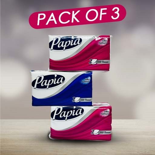 Papia Tissue Paper Silky Soft Perfumed (2ply 550 Sheets) Pack of 3 ...