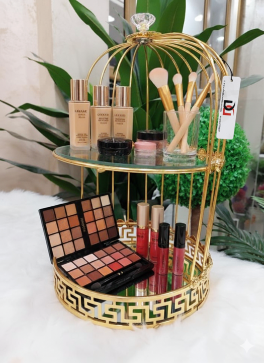 Metal Makeup Organizer Golden Bird Cage | Daraz.pk
