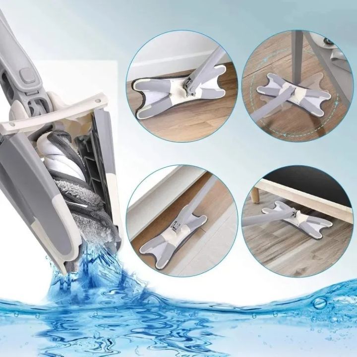 ew Flat X-Shape 360 Rotating Floor Mop with Hand-Free Wash Function ...