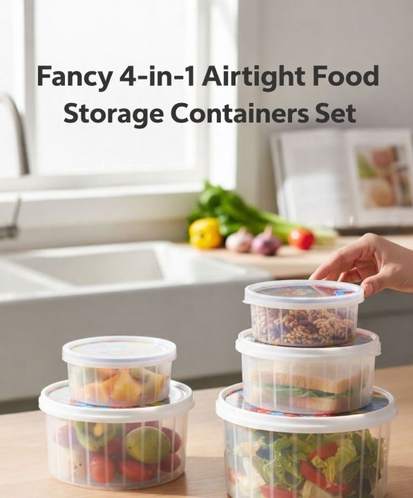 Fancy 4-in-1 Airtight Food Storage Containers Set - BPA-Free Premium ...