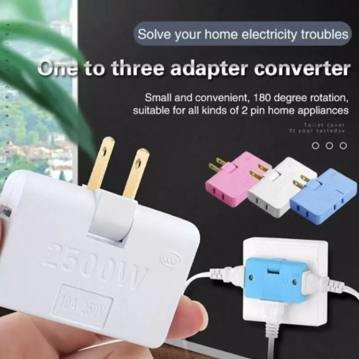 1Pc 3 in 1 Rotatable Outlet Extender, Foldable 2-Prong Swivel AC ...
