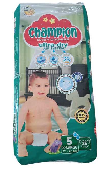 Champion Baby Diapers Ex-Large Size Economy ( 36 Pcs ) with Ultra-Dry ...