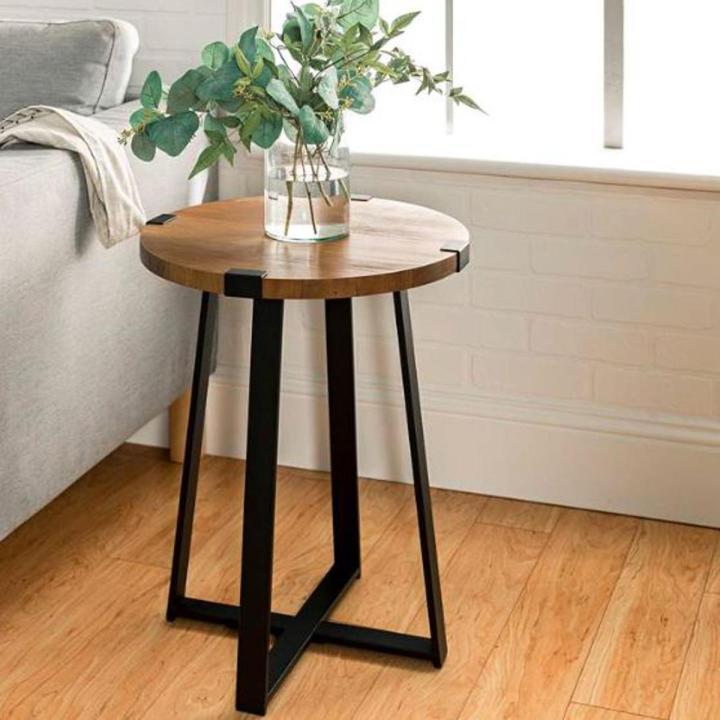 Decore To Adore Customize One Piece Rustic 18 Wide Metal Legs and Wood Top Round Side Table Decoration Table Living Room Table Daraz.pk