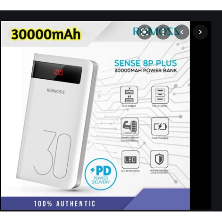 Sense 8P+ Plus 30000 mah powerbank - ROMOSS Sense 8P Plus 30000mAh fast charging QC Type-C Power ...
