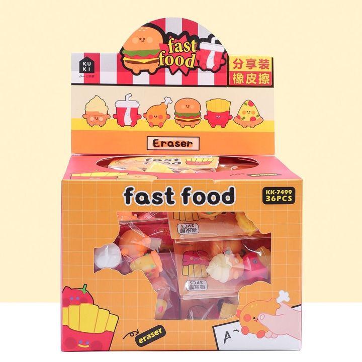 Cartoon Cheese Bear Panda Fast Food 3D Shape Eraser High Elasticity ...