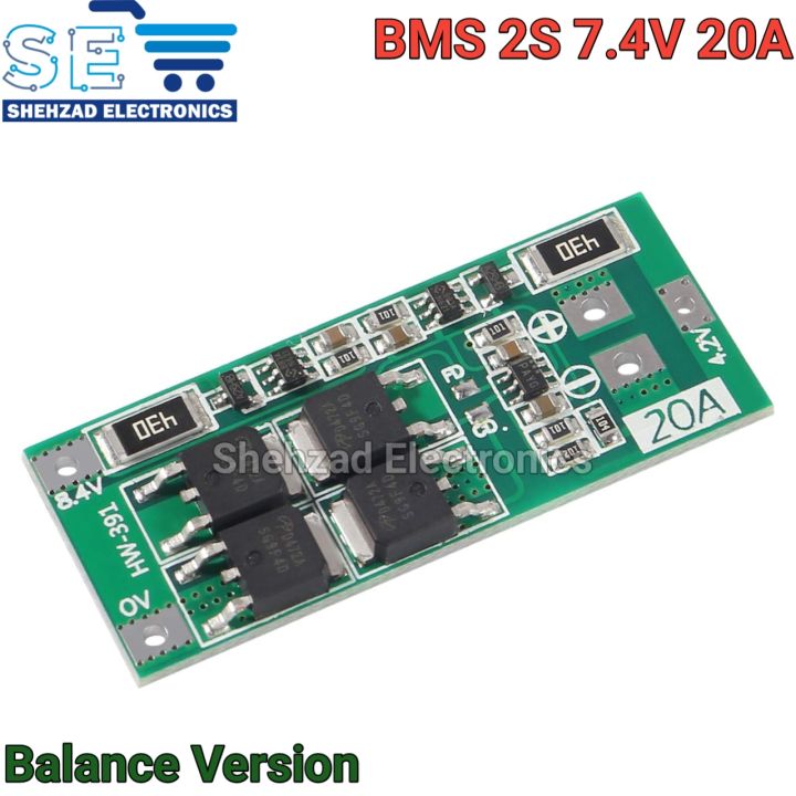 BMS 2S 20A 7.4V Li-Ion Battery Protection Board with Balance Function ...